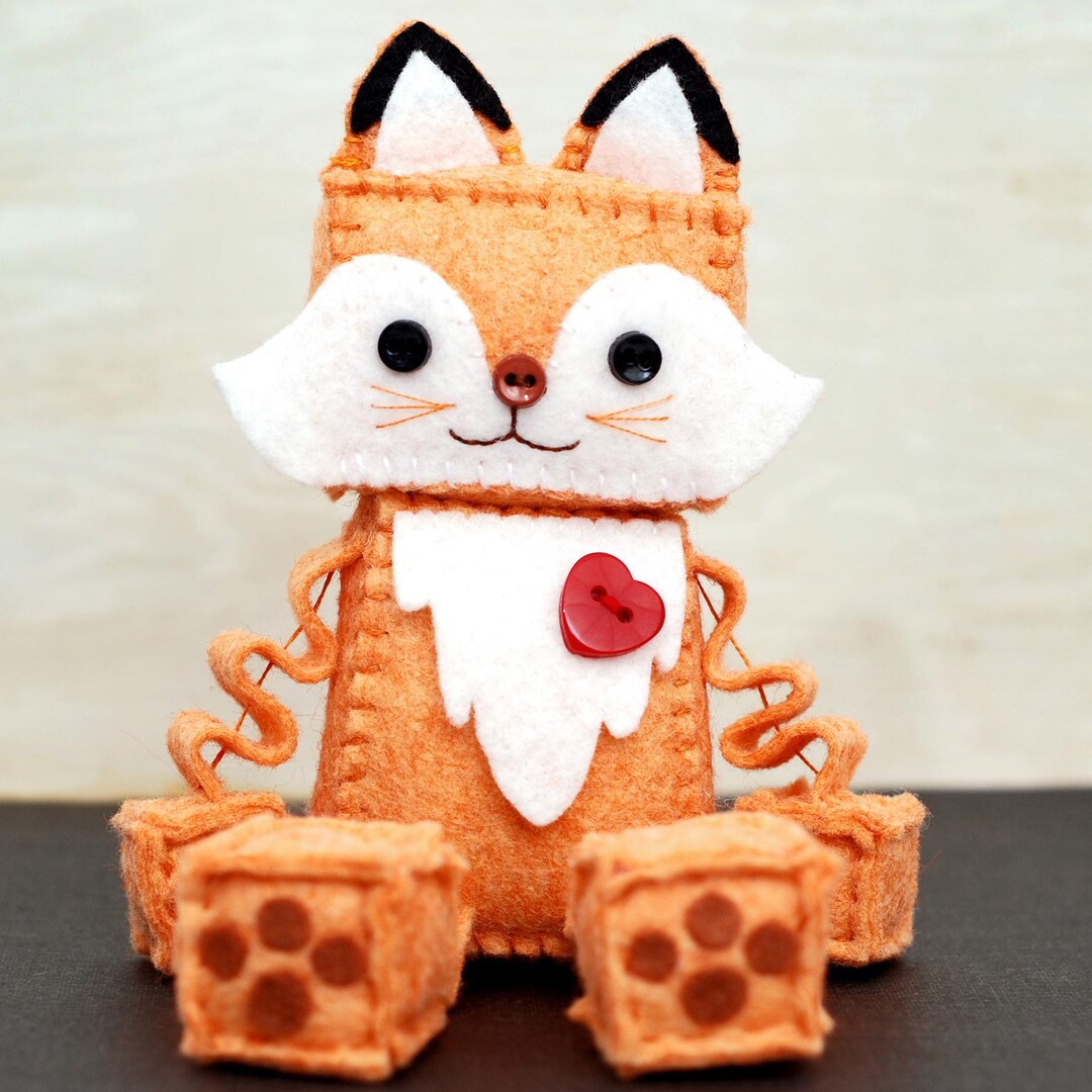Fox Plush Robot With Paws and a Red Heart, Unique Collectible Gift ...