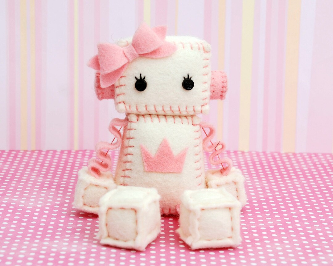Princess Plush Robot With Pink Bow and Crown - Gift for Geeky Girls ...