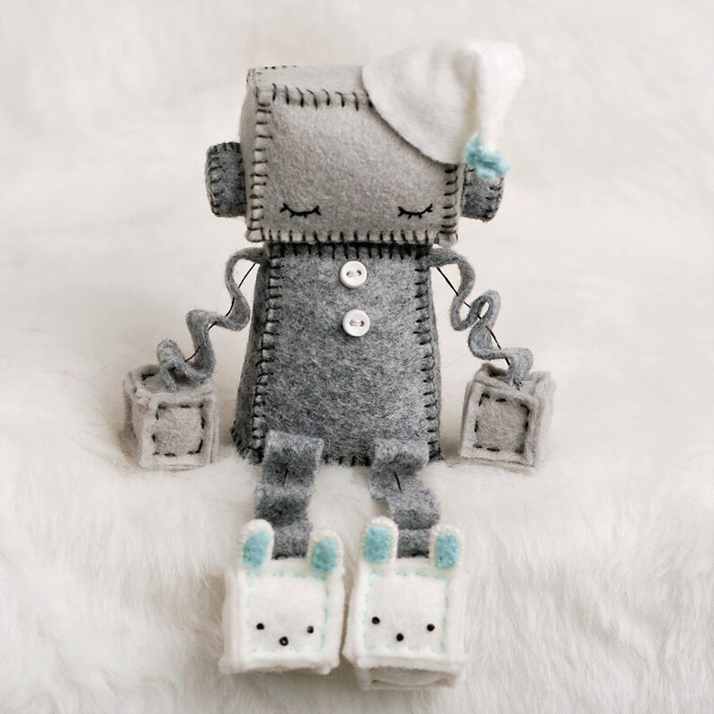 Sleeping Robot Plush in Blue Sleepy Robot Nursery Decor | Etsy