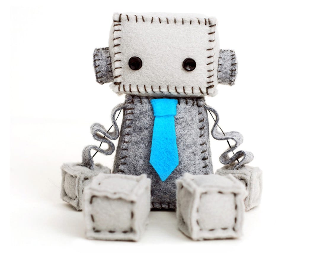 Felt Robot Plush With a Turquoise Blue Tie or Pick Your Color - Geek ...