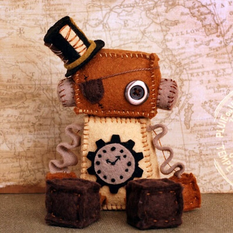 Customized Steampunk Robot Plush Doll With Vintage Buttons - Etsy