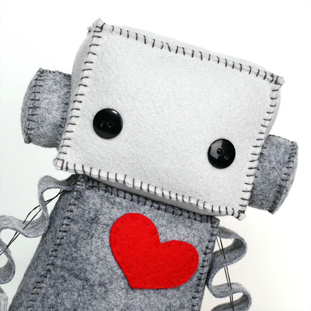 Large Huggable Robot With a Red Heart, Collectible Toy - Etsy