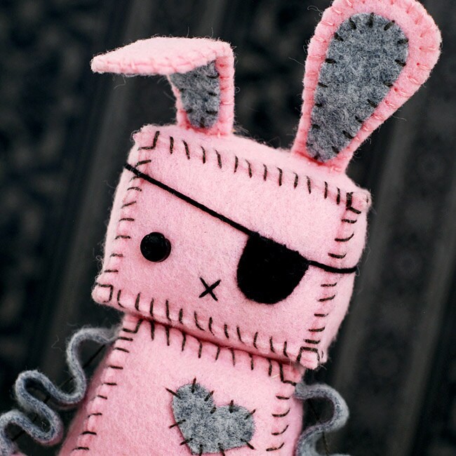 Pink Punk Robot Bunny With an Eye Patch Bunny Ears and Paw | Etsy Canada