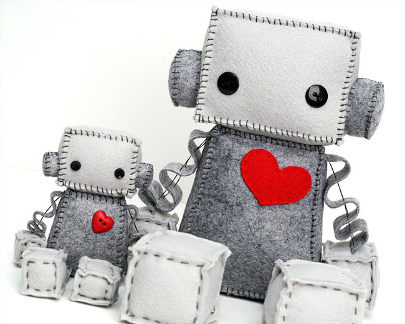 Large Huggable Robot With a Red Heart Collectible Toy - Etsy
