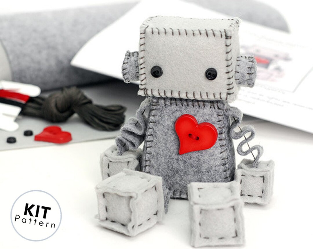 DIY Kit Felt Robot Make Your Own Robot Plush Includes Pattern and ...