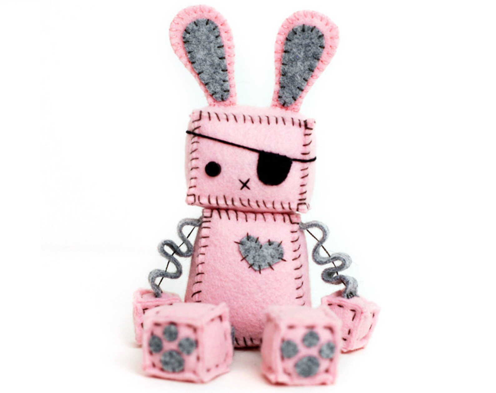 Pink Punk Robot Bunny With an Eye Patch Bunny Ears and Paw - Etsy