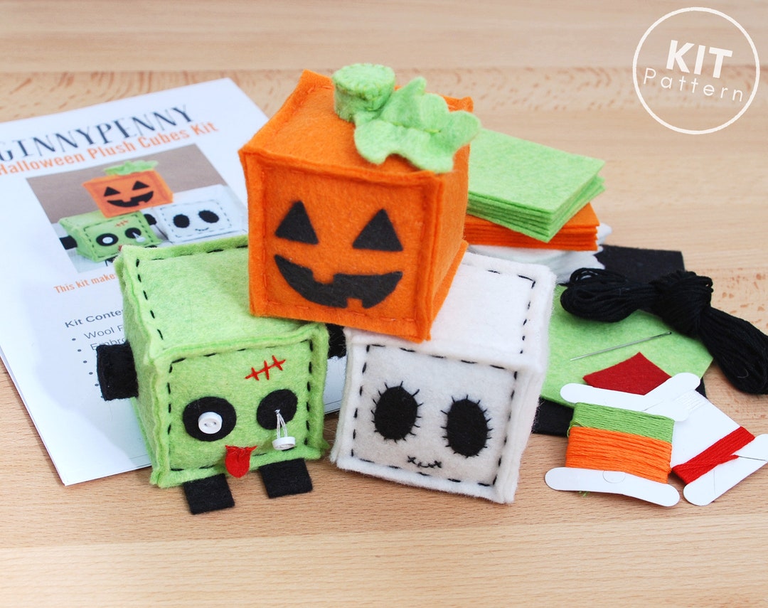 Halloween Plush Cube Kit - DIY Sewing Kit With Plush Zombie, Ghost, and ...