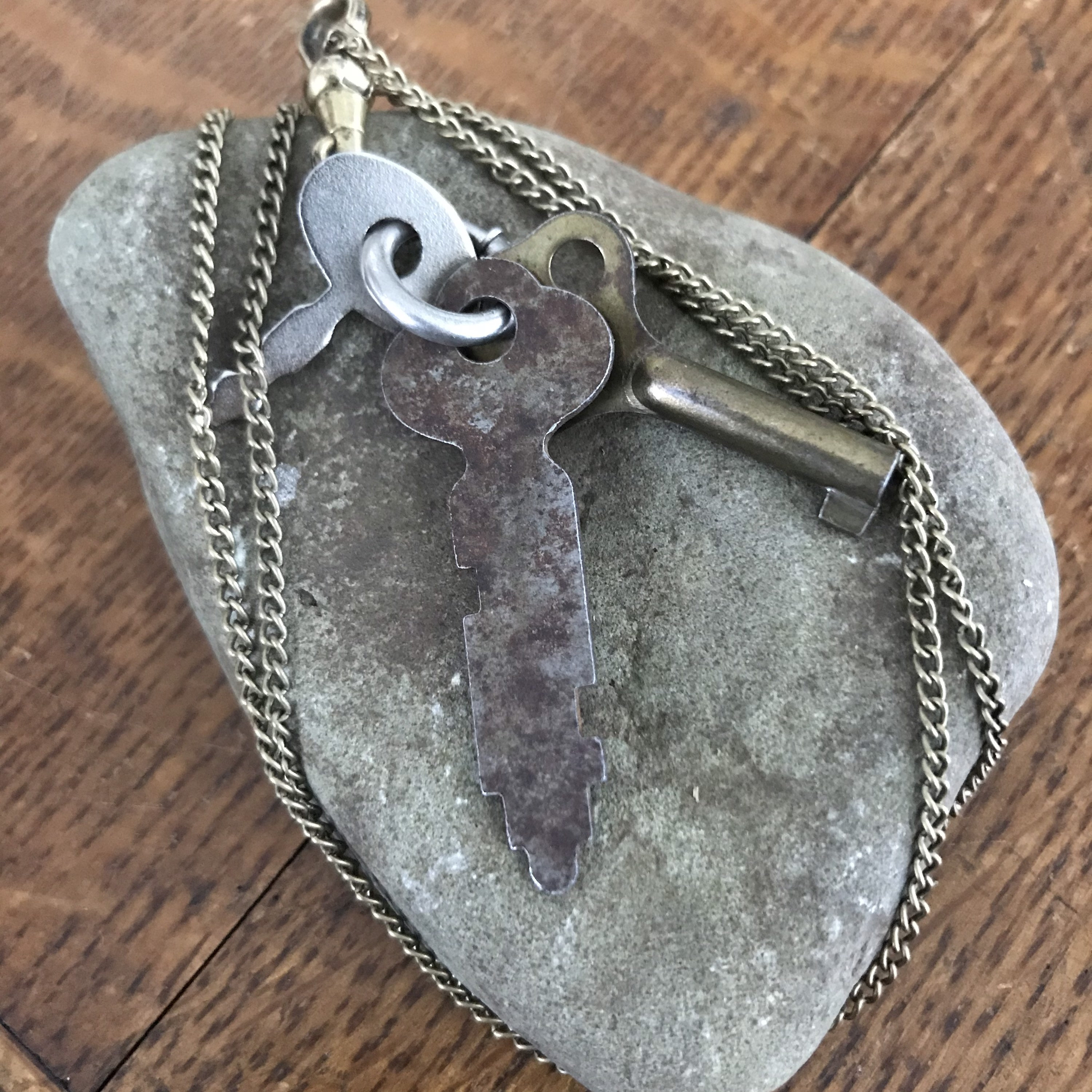 Vintage Key Collage Necklace a MINI Mixed Metals Melange 5 - Etsy