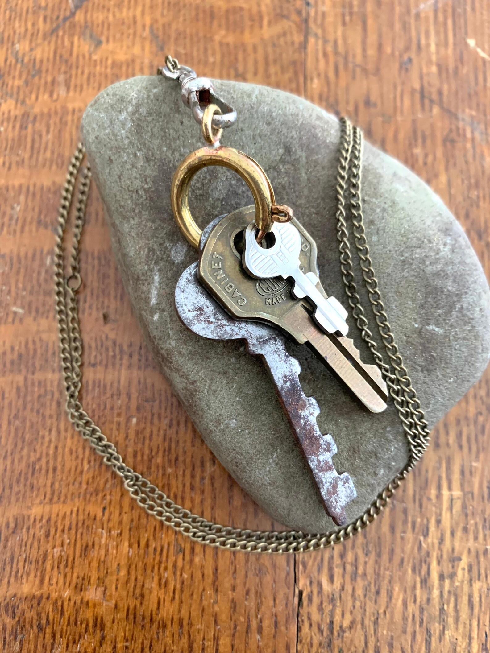 Vintage Key Collage Necklace a Mixed Metals Melange 10 - Etsy