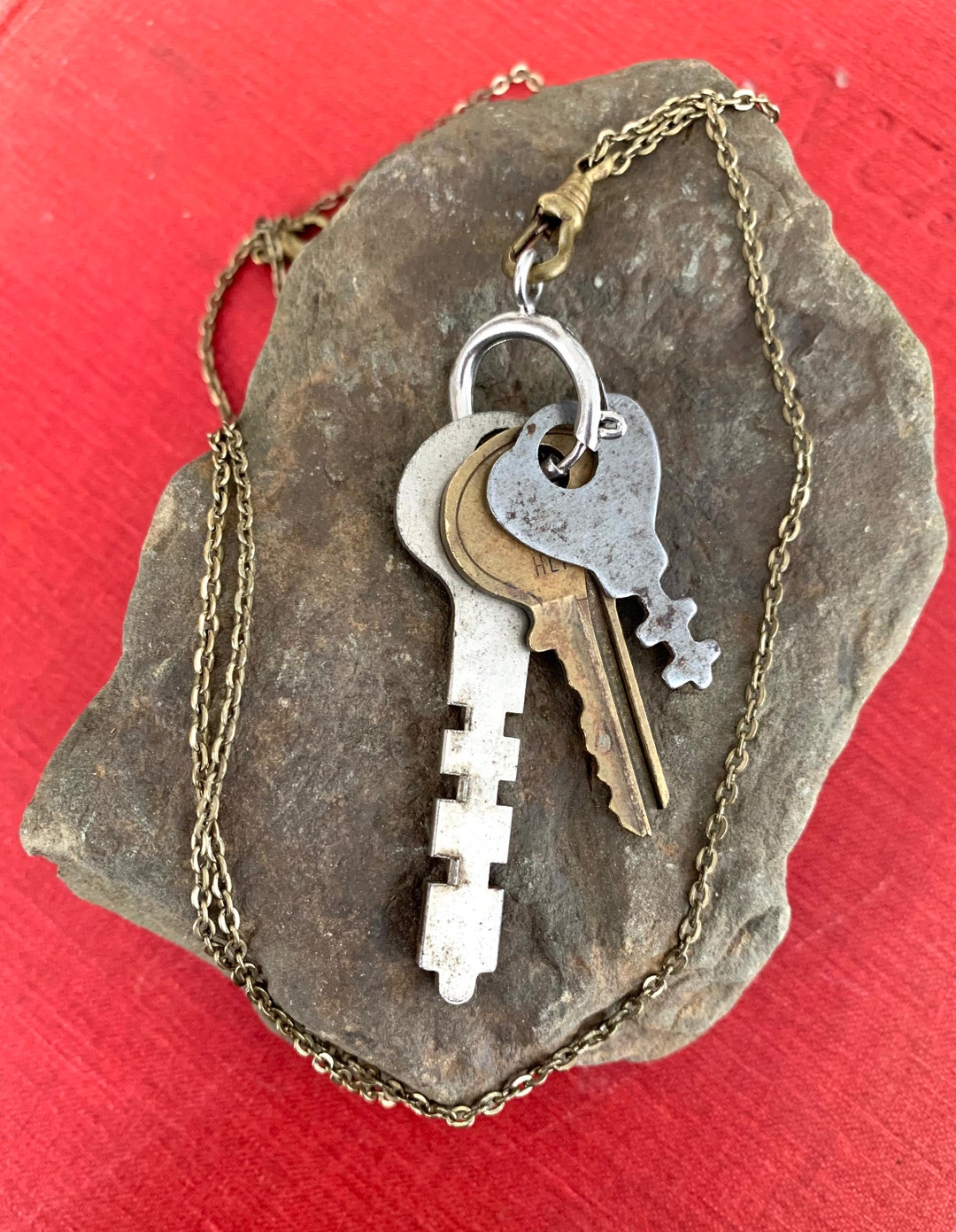 Vintage Key Collage Necklace - a Mixed Metals Melange #7 - Etsy