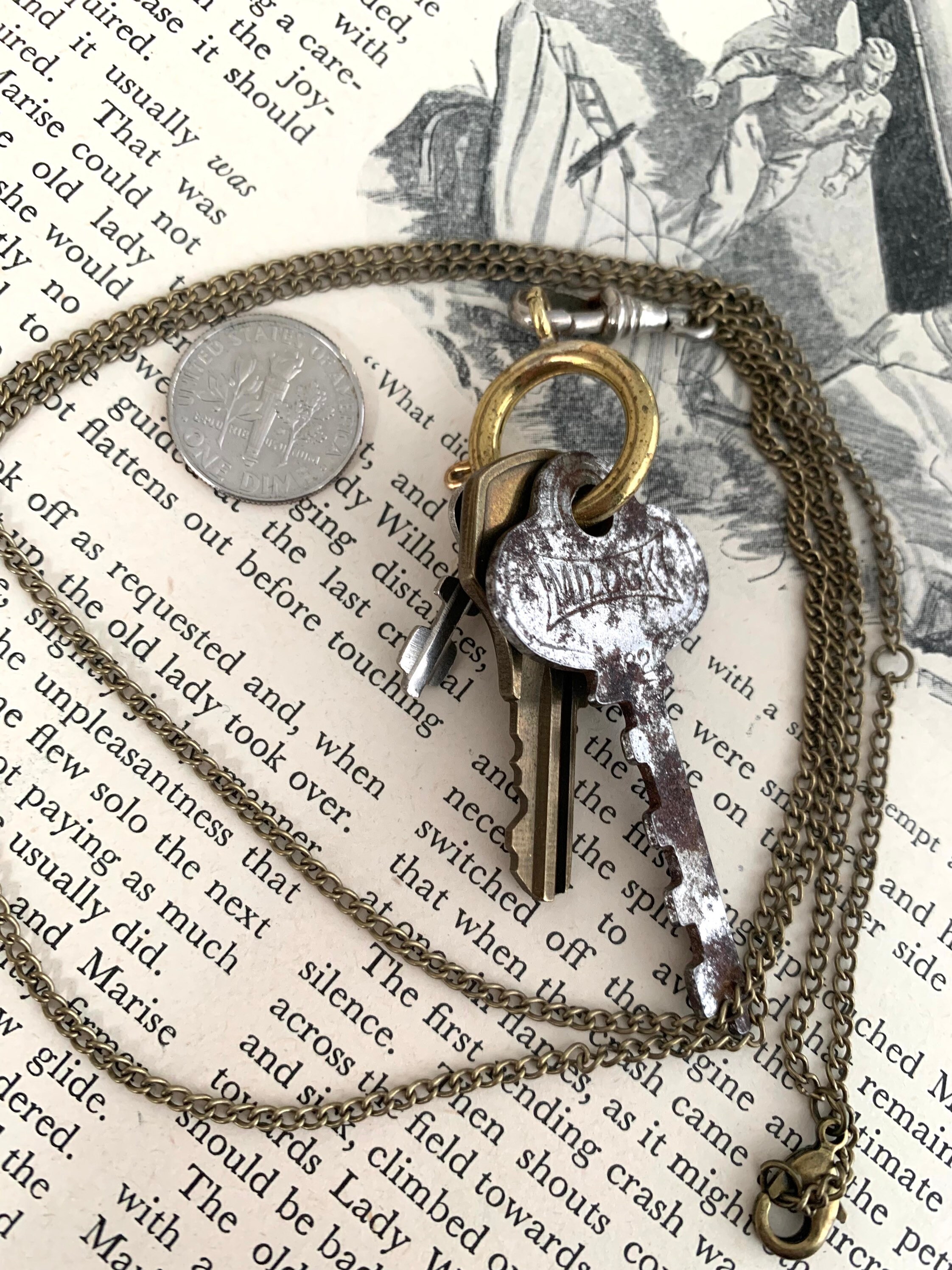 Vintage Key Collage Necklace a Mixed Metals Melange 10 - Etsy