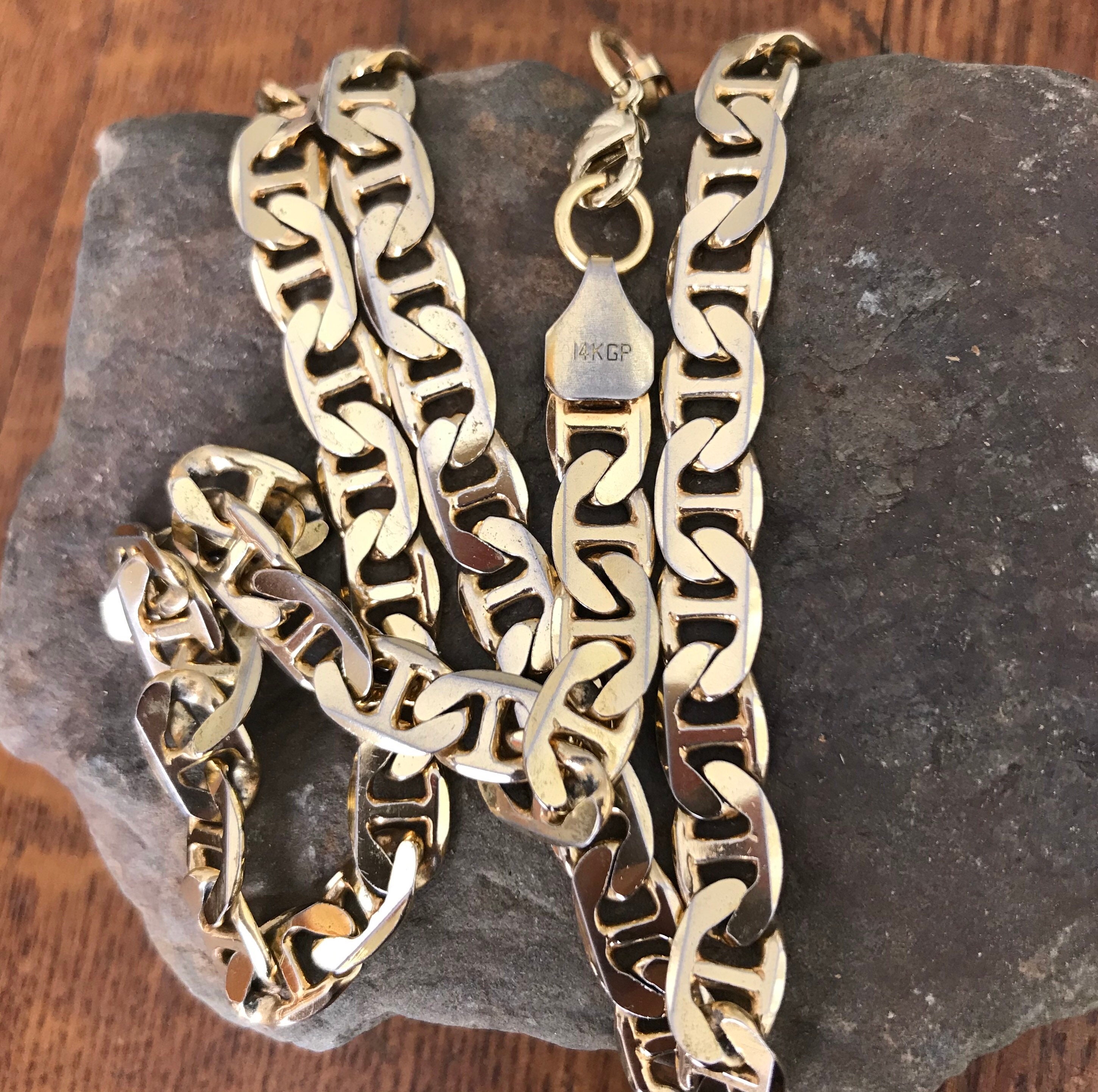 14K GP Heavy Vintage Gold Chain Necklace Unisexy Bling