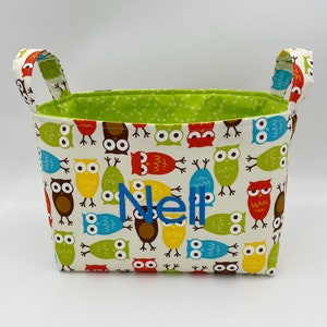 Cute Owls Fabric Basket - Personalized Gift Basket/bag - Organizer Bin ...