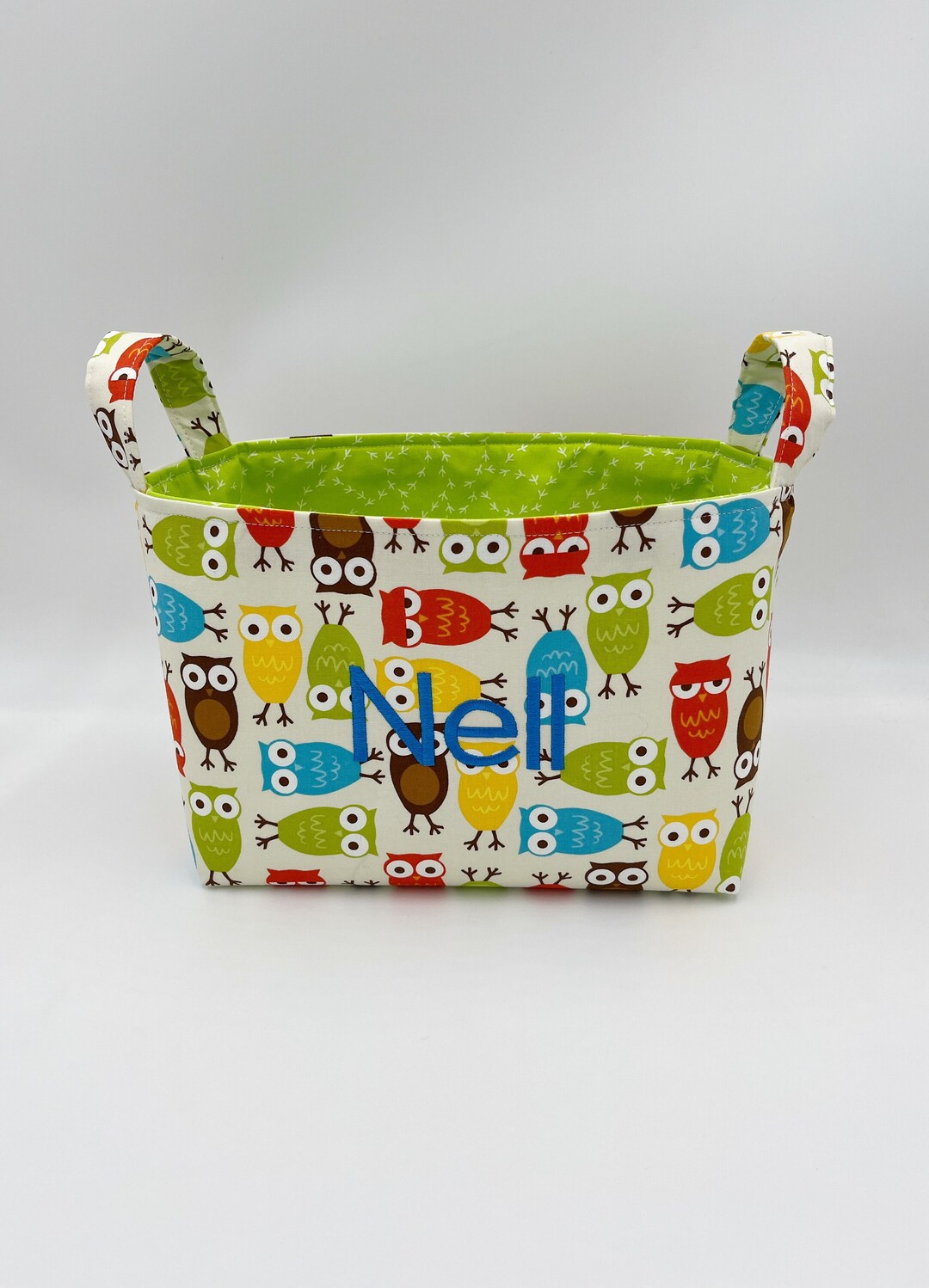 Cute Owls Fabric Basket - Personalized Gift Basket/bag - Organizer Bin ...