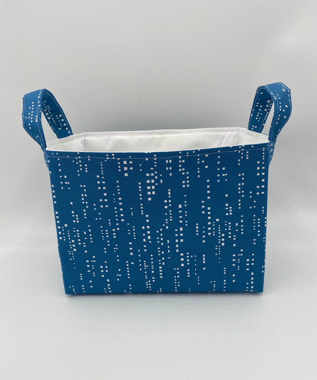 Blue Dash Fabric Basket - Personalized Gift Basket/bag - Organizer Bin ...