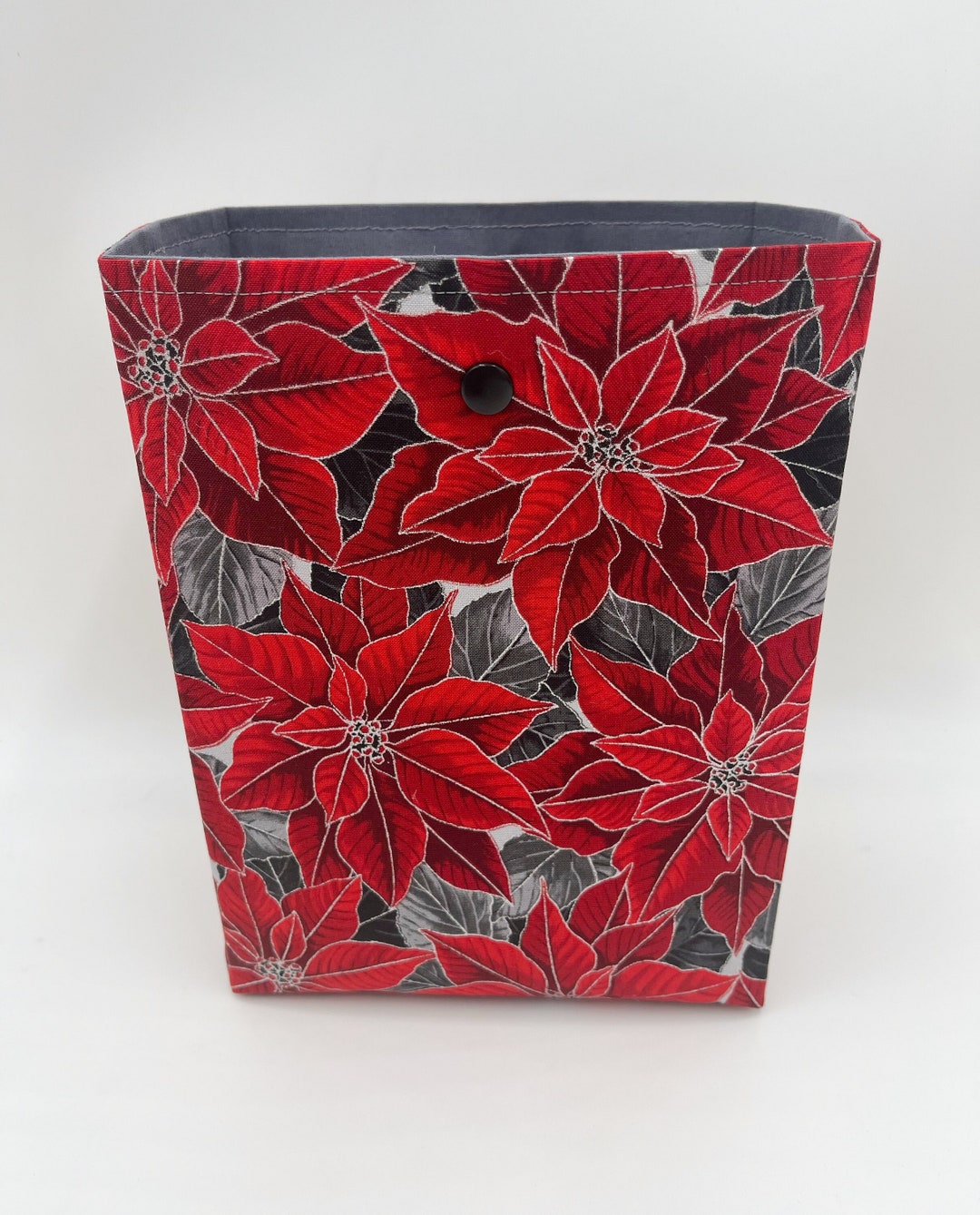Poinsettia Snap Close Gift Bag - Gift Sack - Storage Bag - Etsy