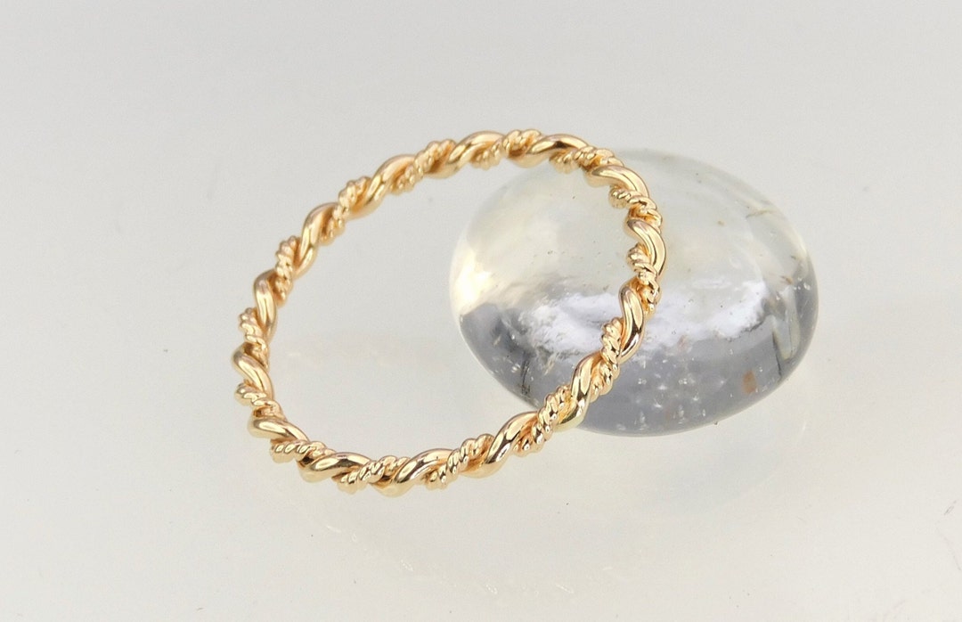 Gold Twist Ring, Gold Braided Ring, 14K Gold Filled Smooth & Twisted Stack Ring, Gold Twisted ...