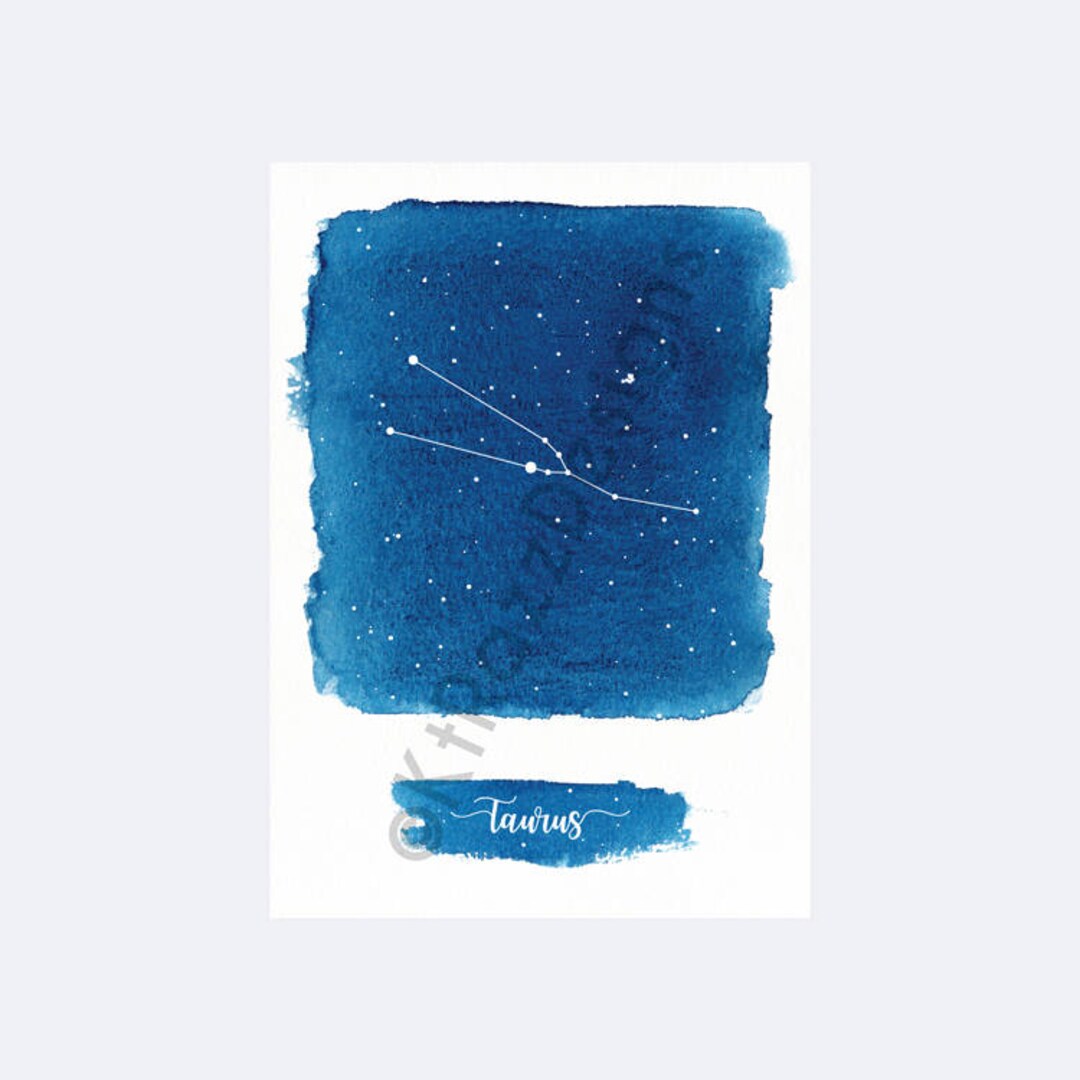 Printable Art, Taurus Constellation, Zodiac, Astrology, Watercolor ...