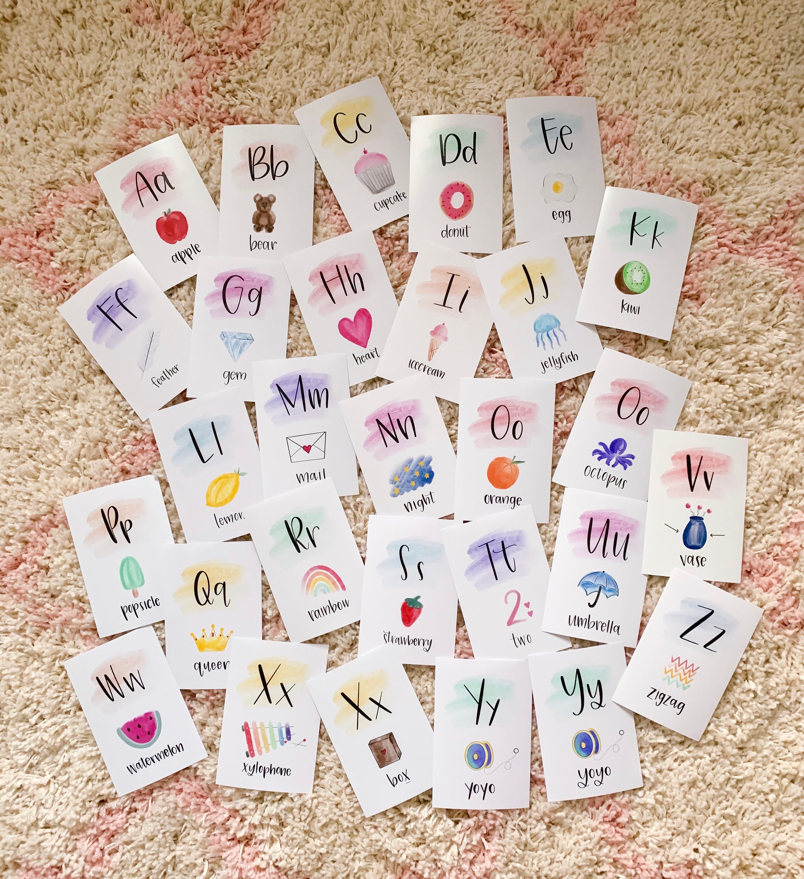 Printable Alphabet Cards: Hand-drawn & Hand-lettered - Etsy