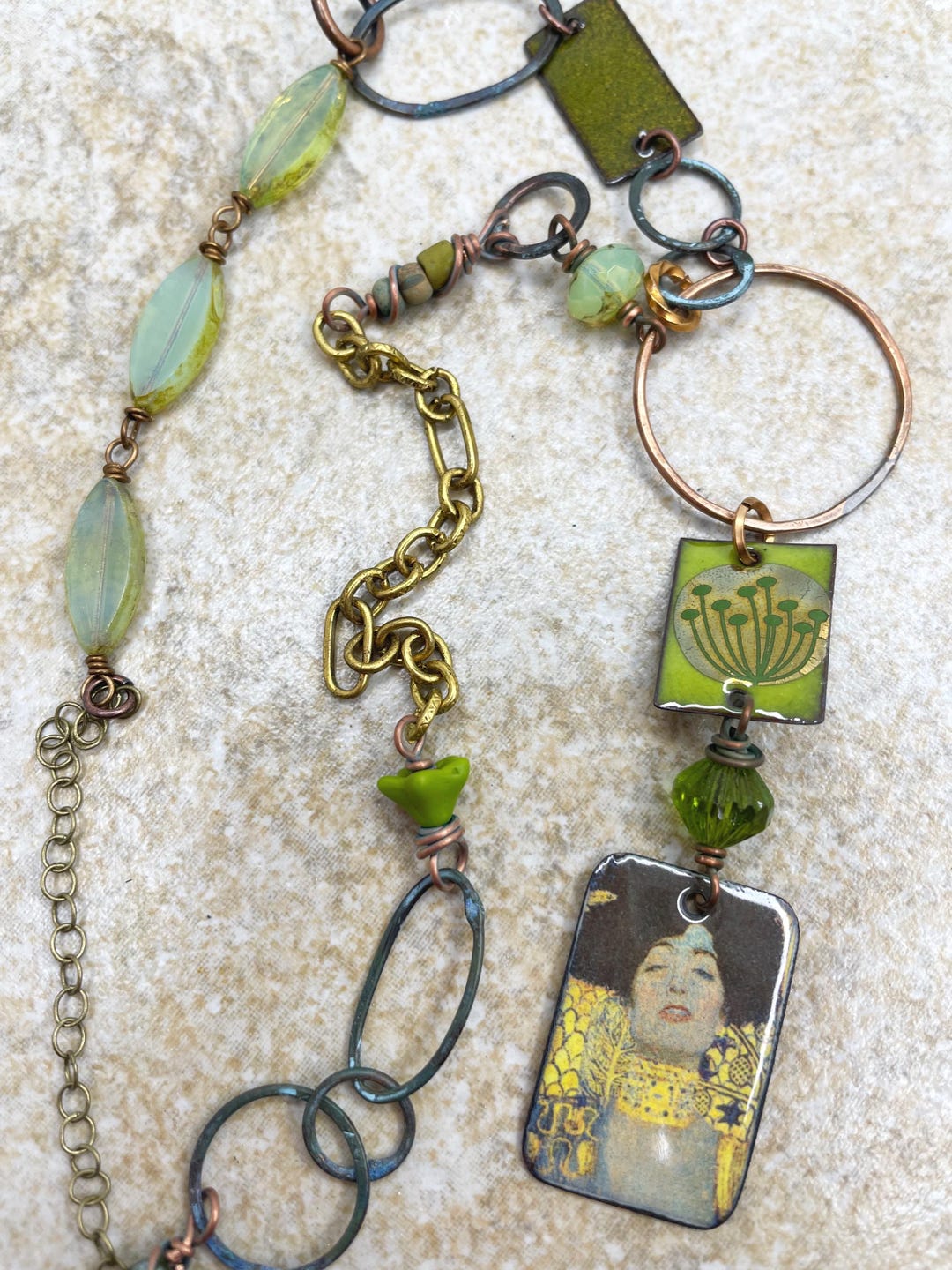 Judith Artisan Enamel Charm Necklace Inspired by Gustav Klimt at ...