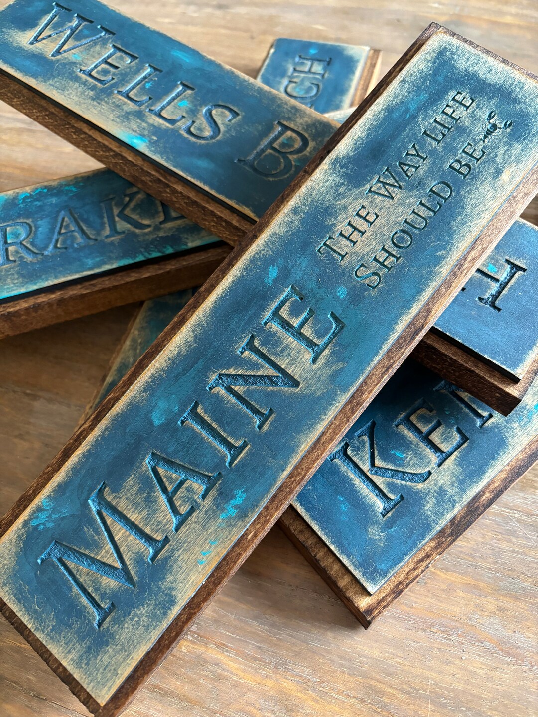 Engraved Town Name Signs, Handcrafted Distressed Vintage Nautical - Etsy