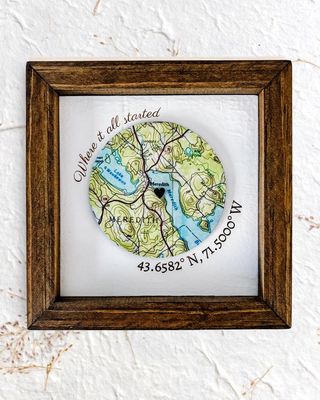 Personalized Framed Map With Heart & Coordinates | Custom Location ...
