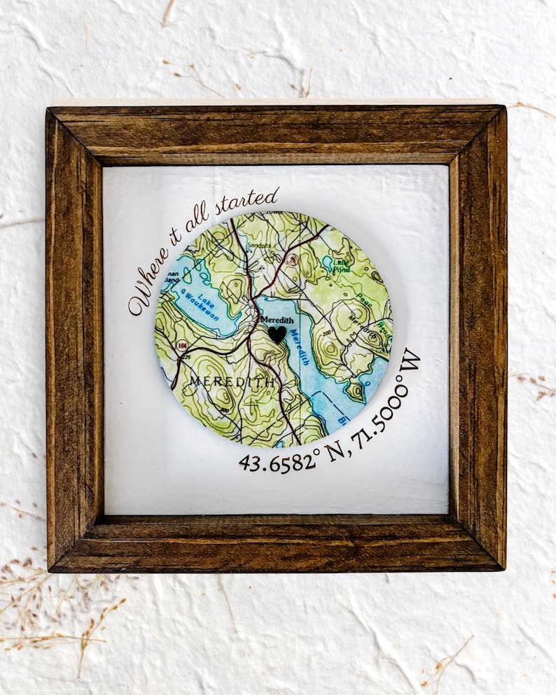 Personalized Framed Map With Heart & Coordinates | Custom Location ...