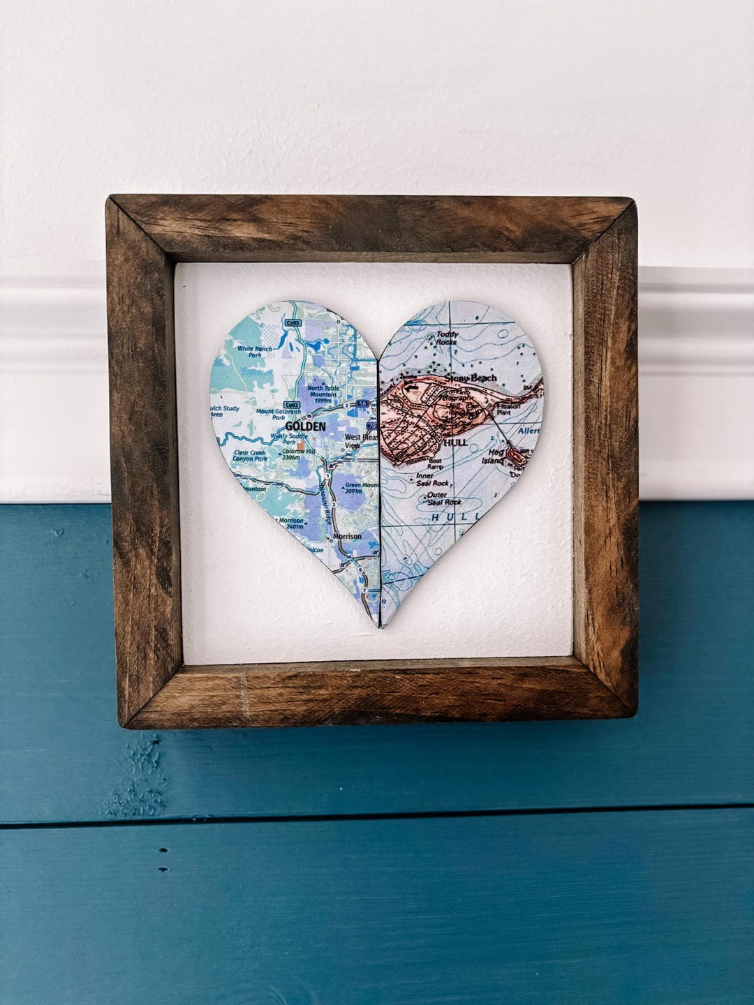 Personalized Heart Map With Two Maps - Etsy