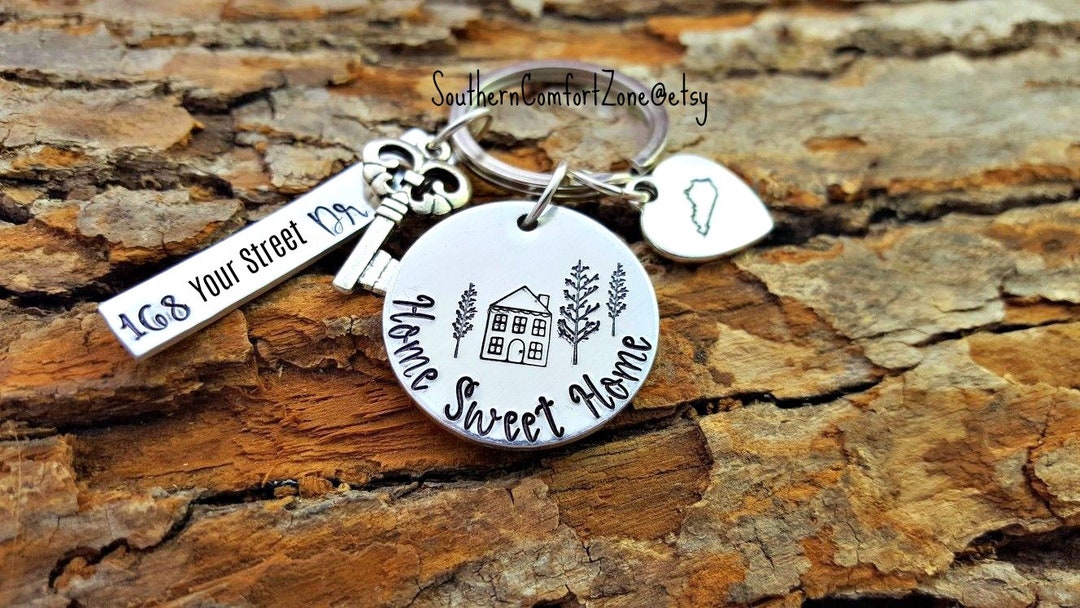 Home Sweet Home Key Chain - Hand Stamped - Our First Home - Realtor ...