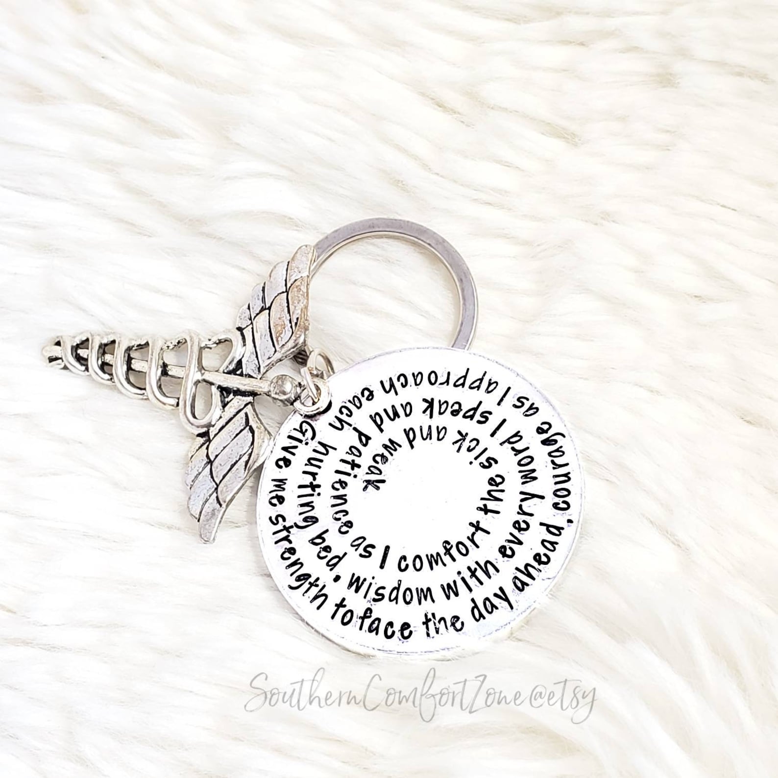 Nurse Prayer Key Chain Hand Stamped RN STNA Medic LPN | Etsy