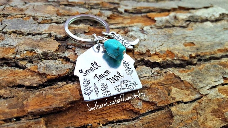 Small Town Girl Barn Key Chain Truck Cowboy Boots Hand | Etsy