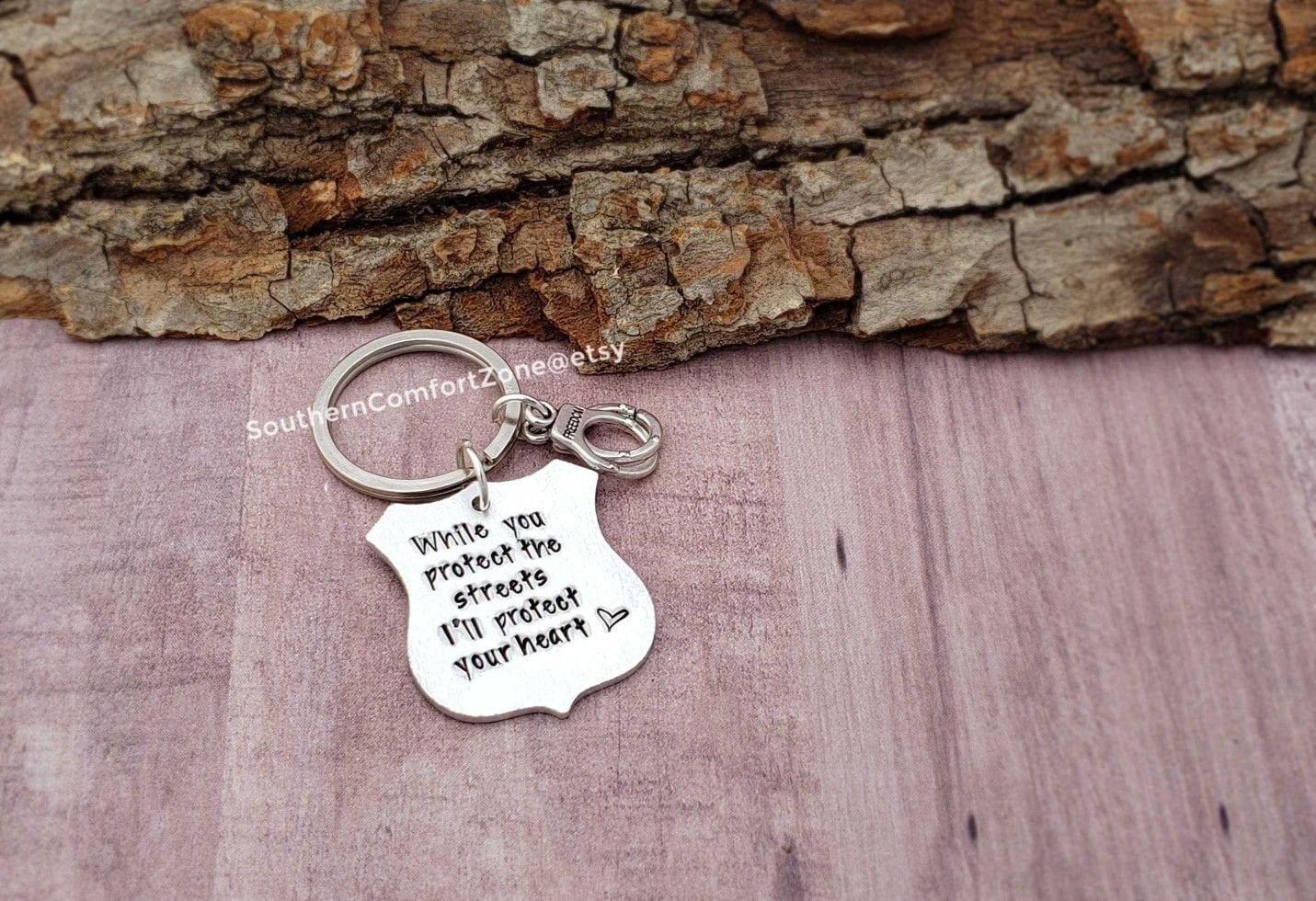 Police Officer Key Chain Police Wife Hand Stamped Gift | Etsy
