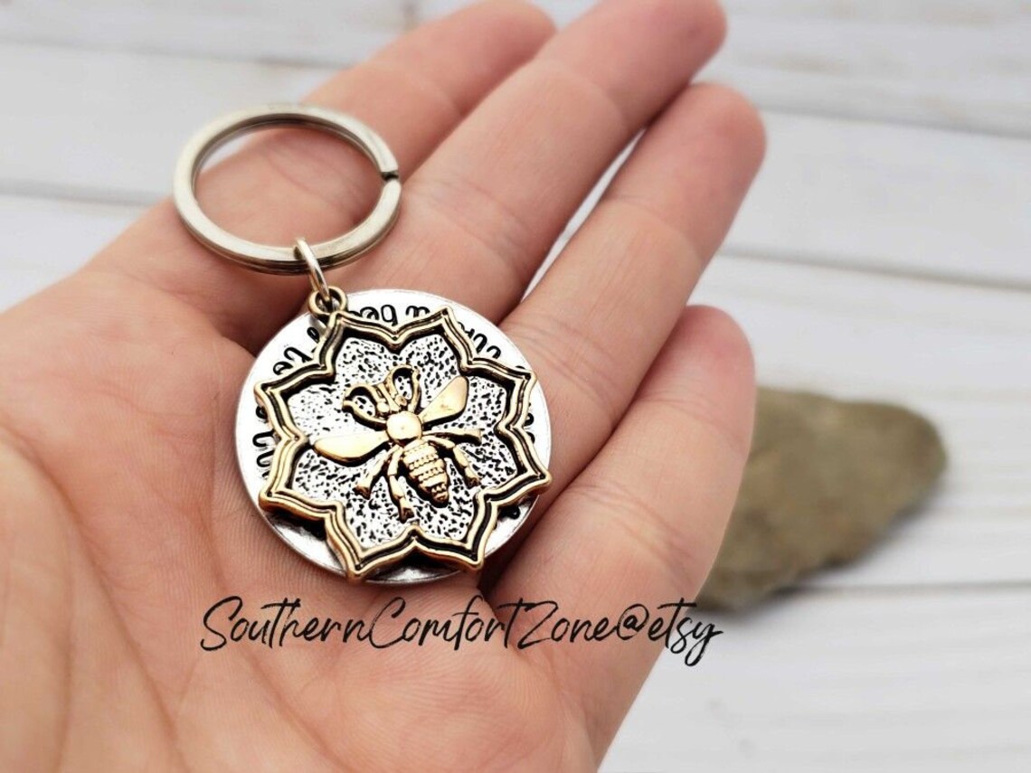 Motivational Bee Key Chain Work Out Motivation Hand | Etsy