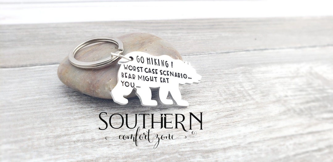 Hiking Keychain - Hippie - Bear Eats You - Bear Key Chain - Camping ...