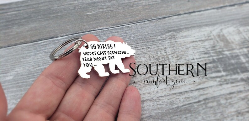 Hiking Keychain - Hippie - Bear Eats You - Bear Key Chain - Camping ...