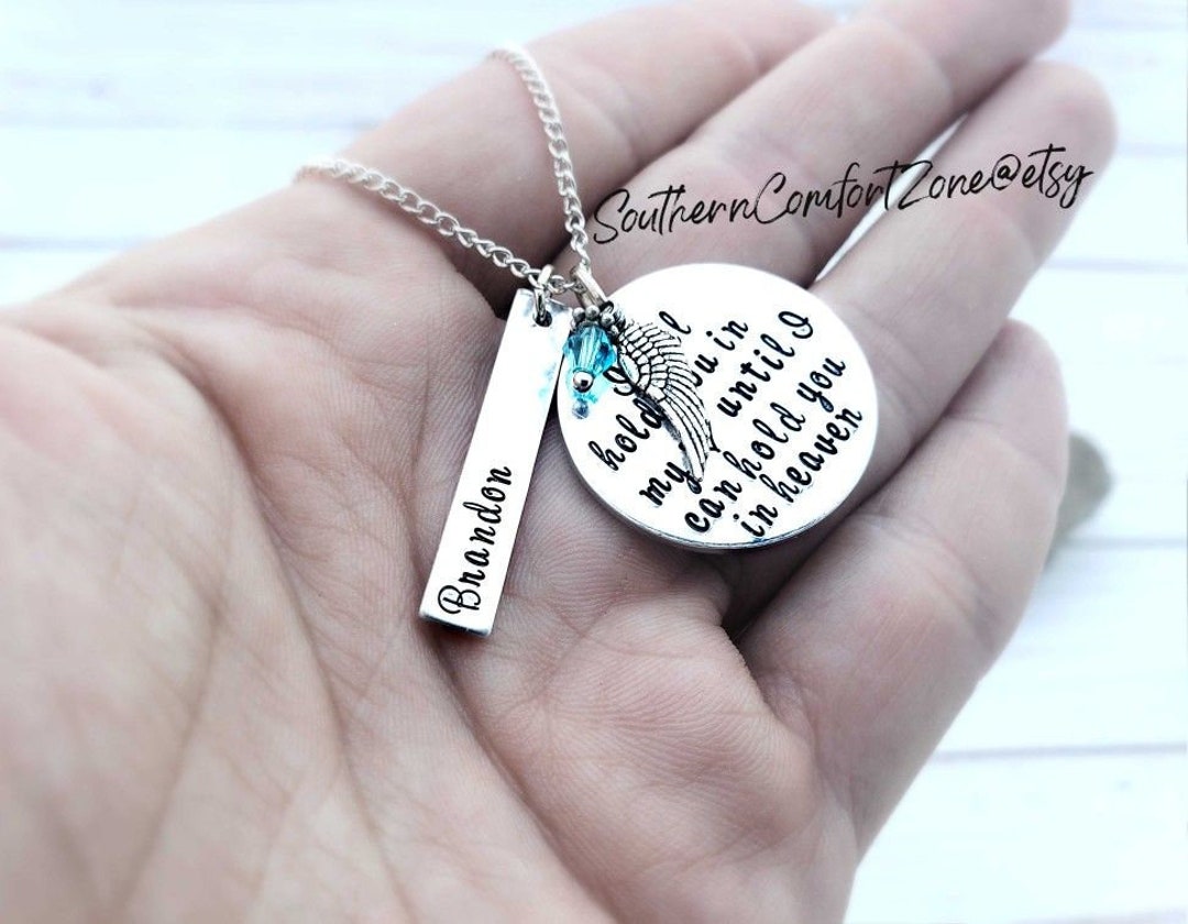 Memorial Necklace - I Will Hold You in My Heart - Hand Stamped ...