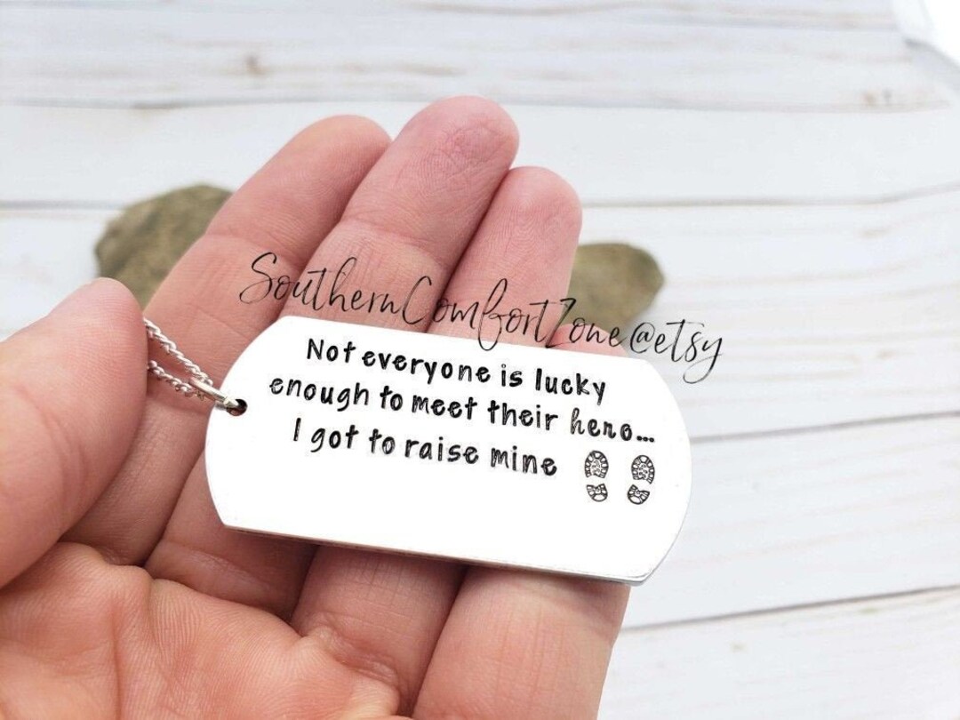 Military Key Chain - Wife Mom Dad Son Hand Stamped Gift Personalized ...