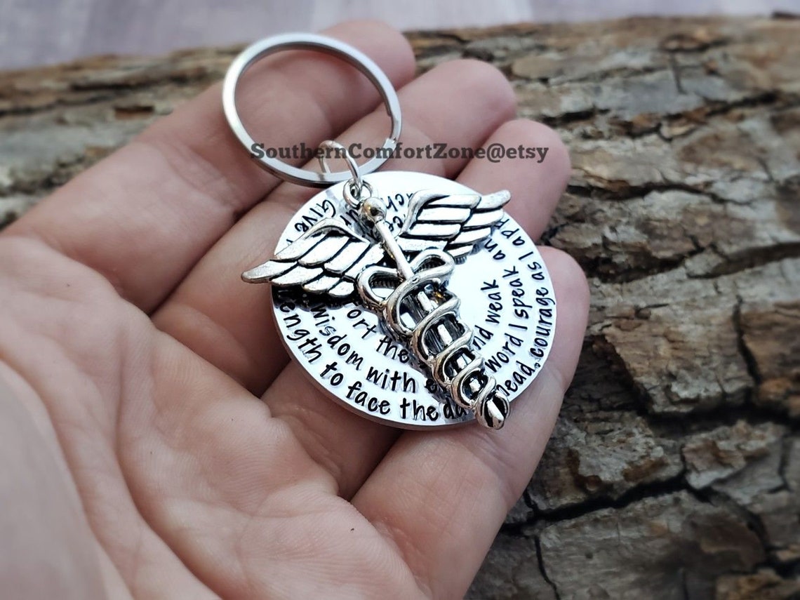 Nurse Prayer Key Chain Hand Stamped RN STNA Medic LPN | Etsy