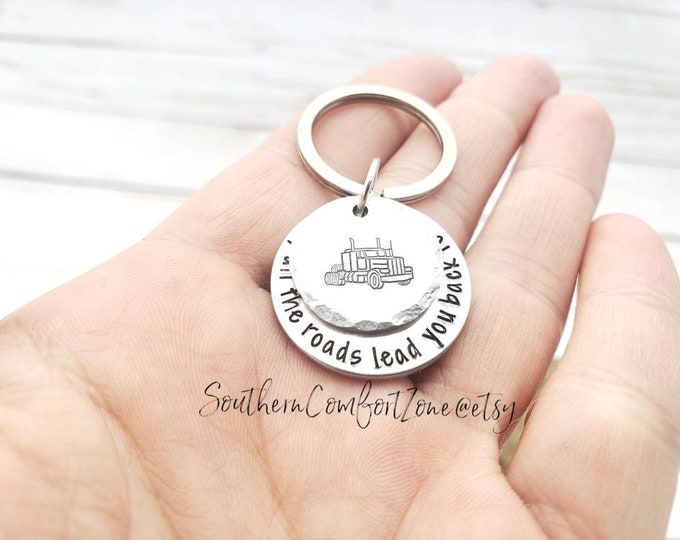 Truck Driver Key Chain Truckers Wife Hand Stamped Semi - Etsy