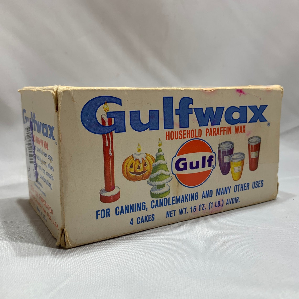 1950s Gulfwax Household Paraffin Wax ~ Vintage Gulf Oil & Gas Paraffin ...