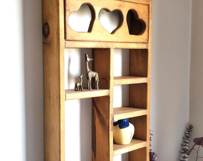 Vintage Heart Cut Out Large Wall Shelf, Heart Shaped Wood Wall Shelf ...