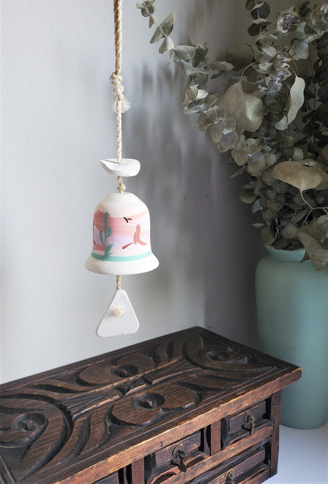 Vintage Southwestern Clay Bell Hand Painted Desert Bell - Etsy
