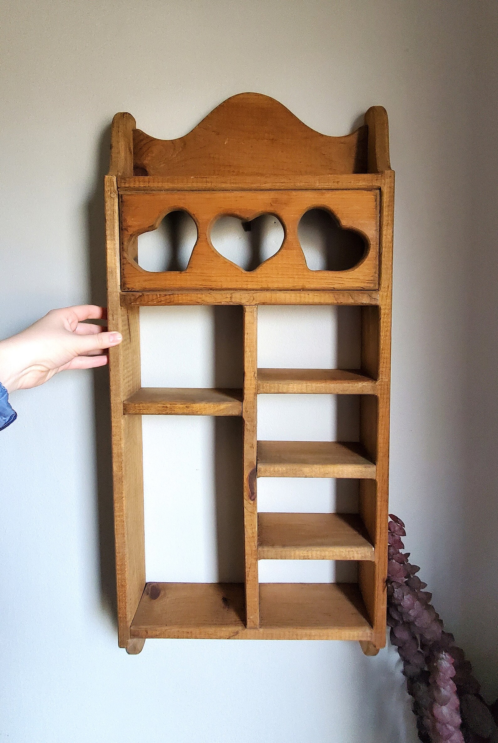 Vintage Heart Cut Out Large Wall Shelf Heart Shaped Wood Wall - Etsy