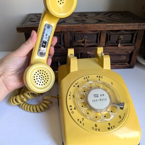 Vintage Yellow Rotary Phone, Western Electric, Collectible Office Phone ...