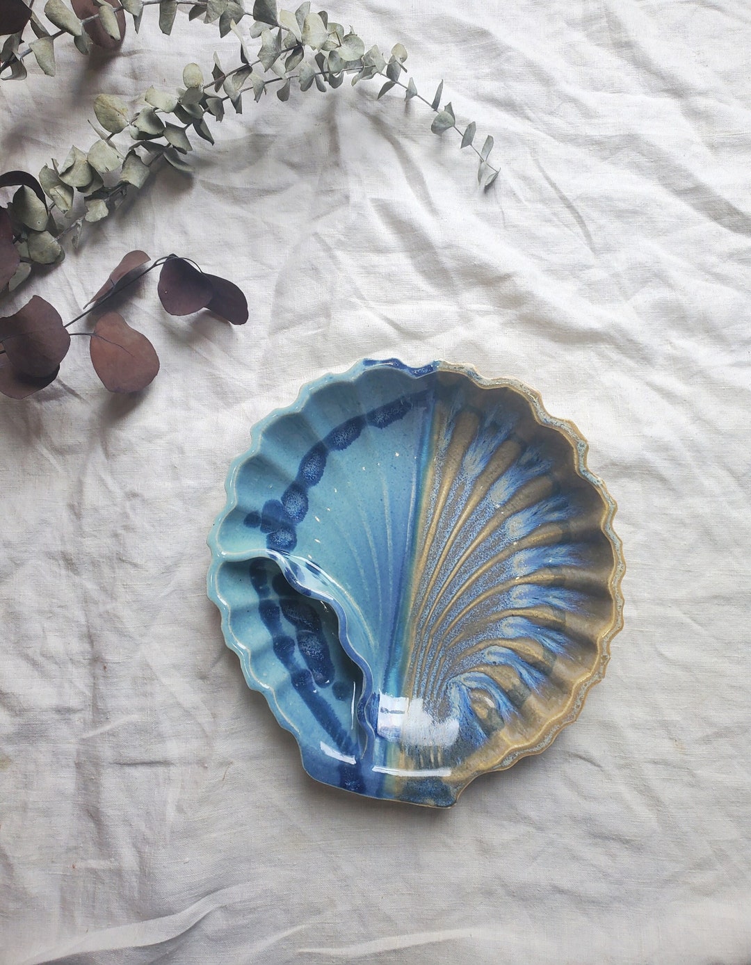 Vintage Studio Pottery Seashell Bowl Seashell Pottery Serving - Etsy