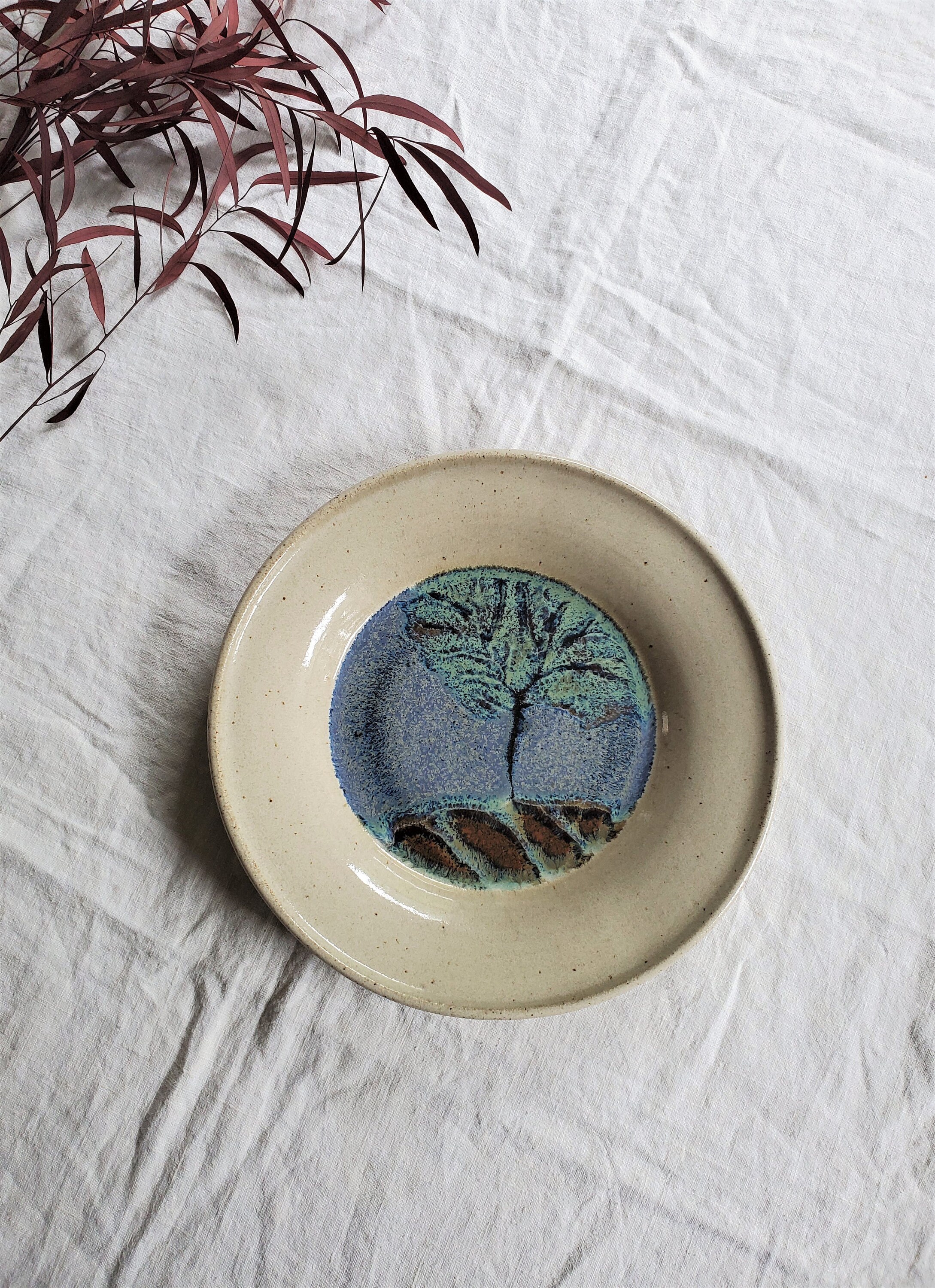 Vintage Studio Pottery Plate Tree Pottery Art Handmade | Etsy