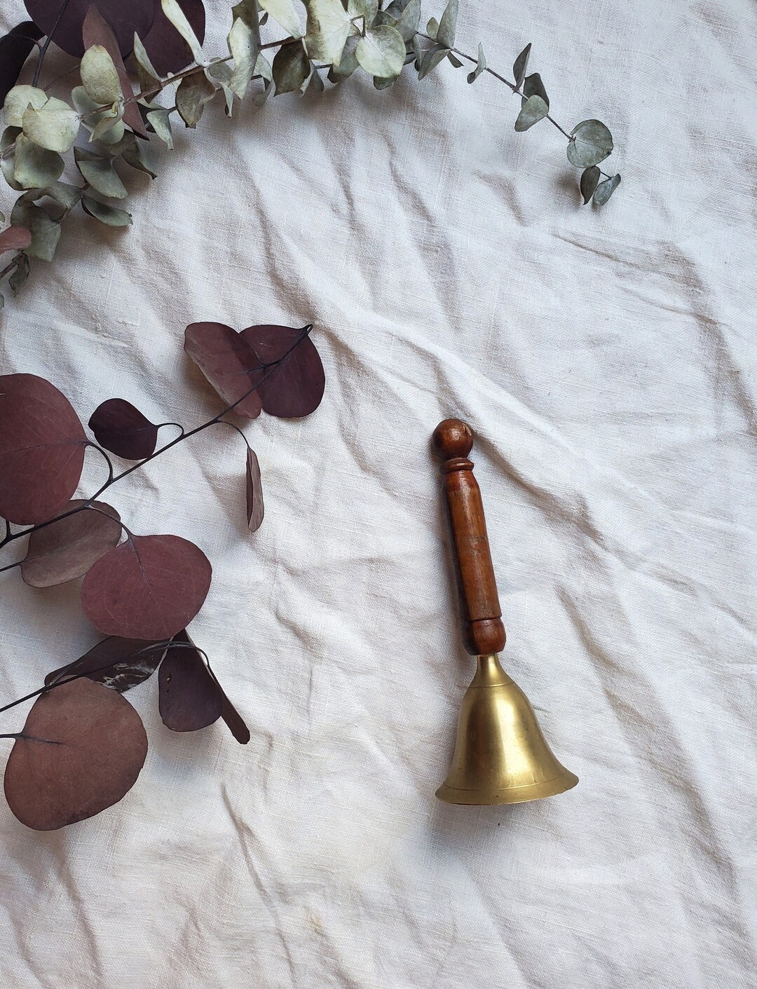 Vintage Brass Bell Wood Handle Brass Bell Brass Dinner Bell - Etsy