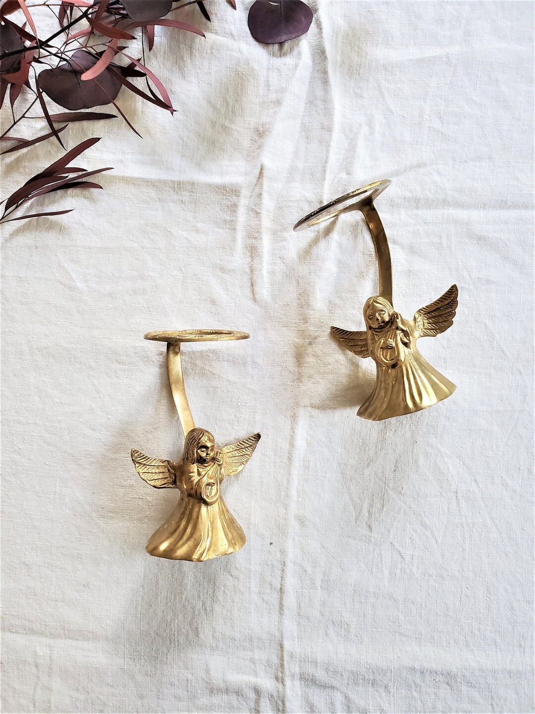 Vintage Brass Angels, Pair of Brass Angels, Brass Votive Holders ...