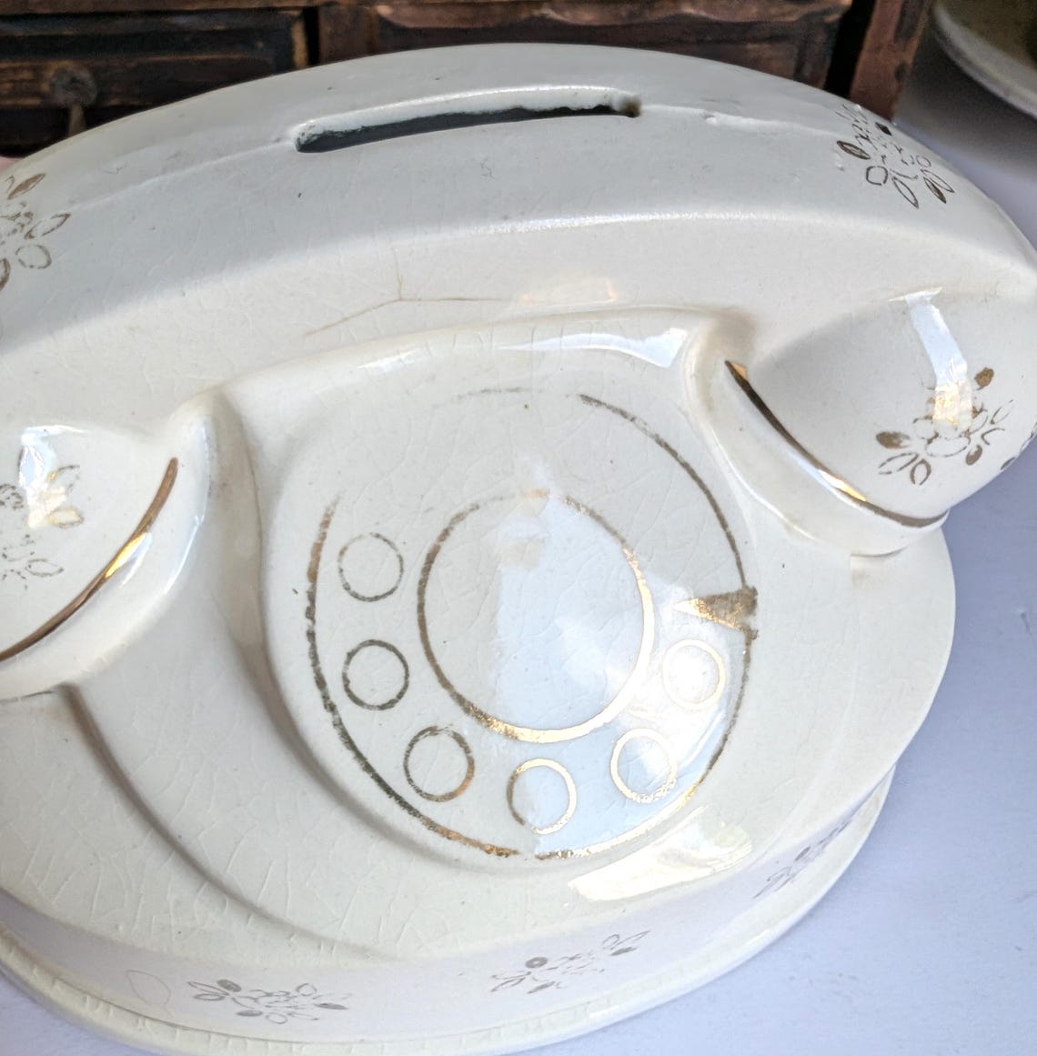 Vintage Rotary Phone Coin Bank, Ceramic Rotary Phone, Midcentury Piggy ...