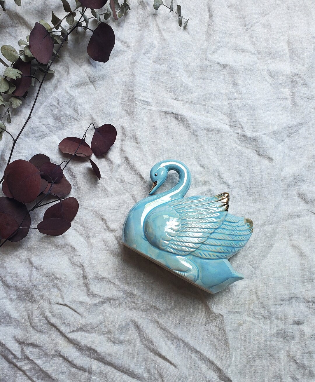 Vintage Swan Planter, Blue Swan Planter, Ceramic Swan Planter, Swan ...